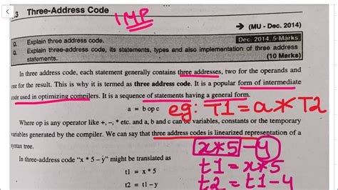 24 Three Address Code Compiler Construction Youtube