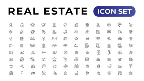 Real Estate Minimal Thin Line Web Icon Set Included The Icons As