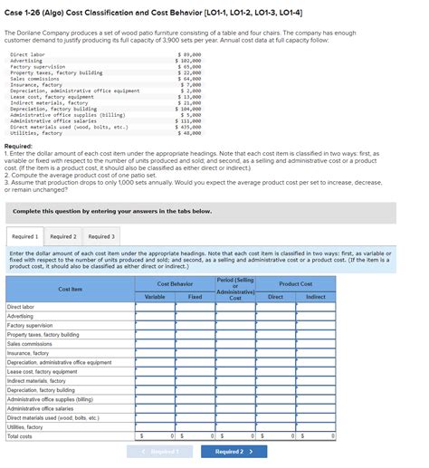 Solved Case 1 26 Algo Cost Classification And Cost Solved Case 1 26 Algo Cost Classification And Cost