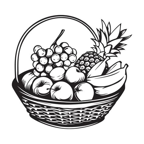 Basket Of Vegetables Clipart Black And White Fruit And Vegetables Man