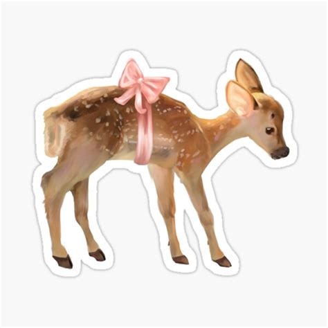 Coquette Fawn With Ribbon Bow Sticker For Sale By Saeseys Redbubble
