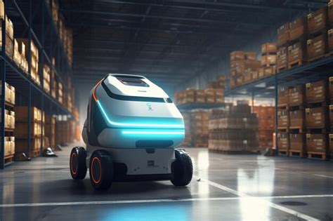 Premium Photo A Security Robot Patrolling A Warehouse Generative Ai