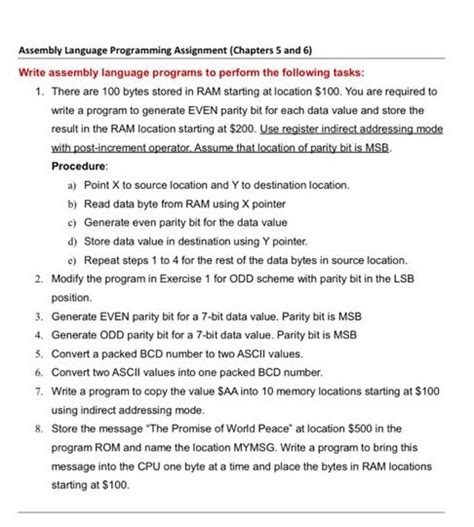Assembly Language Programming Assignment Chapters 5