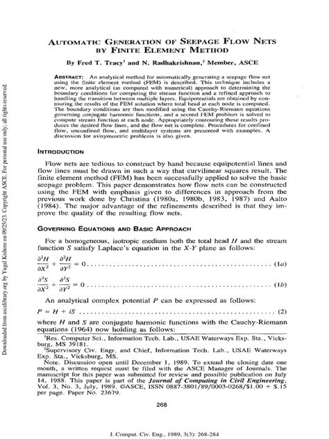 Tracy Radhakrishnan 1989 Automatic Generation Of Seepage Flow Nets By