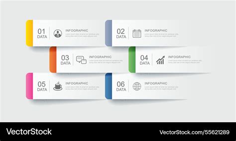 6 Data Infographics Tab Paper Index Template Vector Image