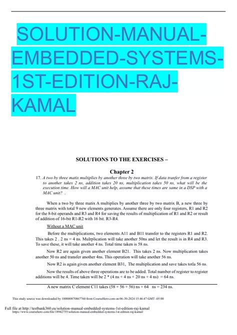 SOLUTION MANUAL EMBEDDED SYSTEMS ST EDITION RAJ KAMAL ECON Stuvia US