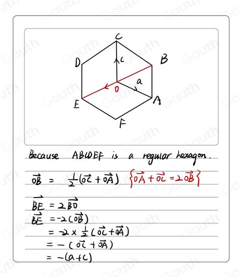 Solved O Is The Origin Abcdef Is A Regular Hexagon And O Is The