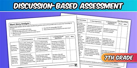 Seventh Grade Ela Short Story Discussion Based Assessment