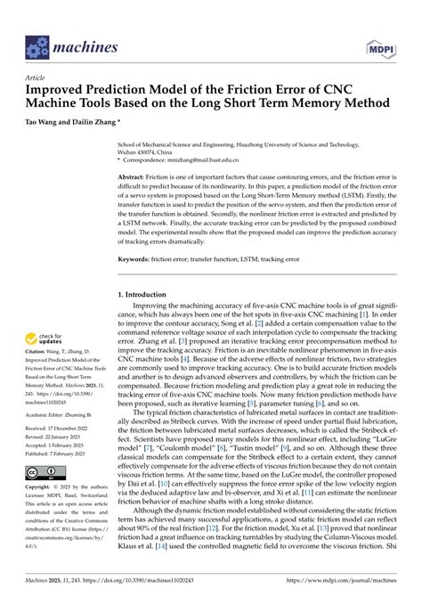 Pdf Improved Prediction Model Of The Friction Error Of Cnc Machine Tools Based On The Long