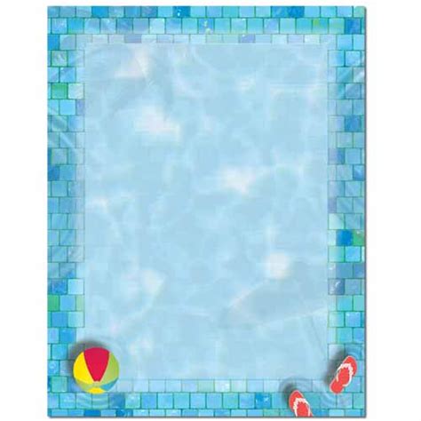 Pool Party Invitation Paper Border Summer Pool Party Vector Art