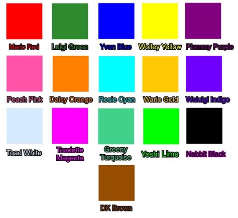 Super Mario Bros Color Charts By Joshuat1306 On Deviantart