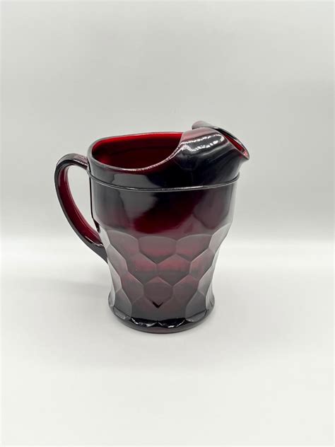 ANCHOR HOCKING Georgian Ruby Honeycomb Pitcher EstateSales Org