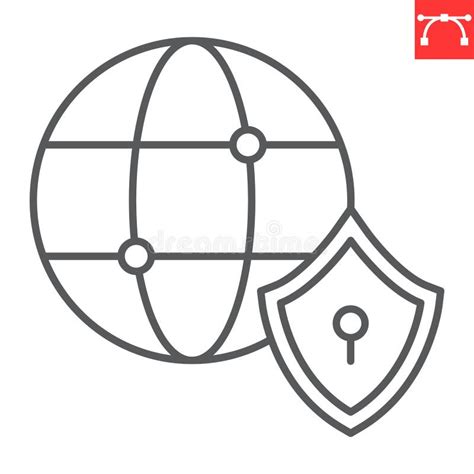 Globe With Padlock Line Icon Security And Vpn Network Security Vector Icon Stock Illustration
