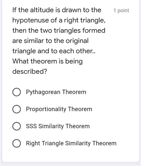 Solved If The Altitude Is Drawn To The 1 Point Hypotenuse Of A Right