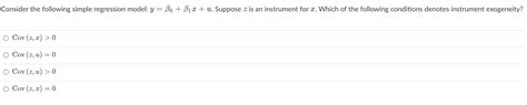 Solved Consider The Following Simple Regression Model Chegg