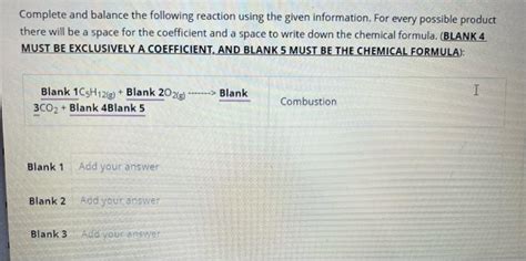 Solved Complete And Balance The Following Reaction Using The
