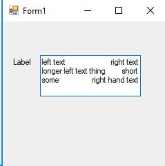VB Net C Net How To Align Text In A Textbox Left AND Right In One Line Stack Overflow