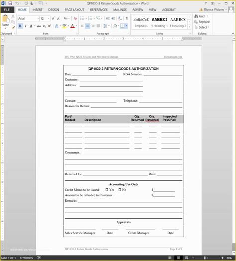 Free Return Authorization Form Template Of Return Goods Authorization Free Return Authorization Form Template Of Return Goods Authorization