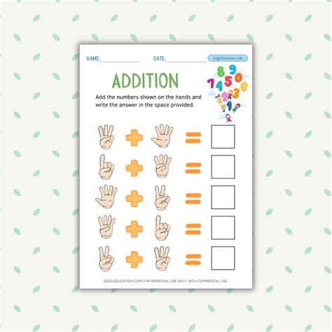 Hand Counting Addition Worksheet Count And Add With Fingers — Gogu