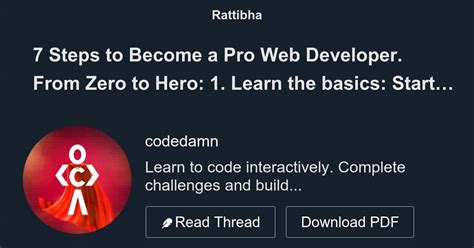 7 Steps To Become A Pro Web Developer From Zero To Hero Thread From Codedamn Codedamncom