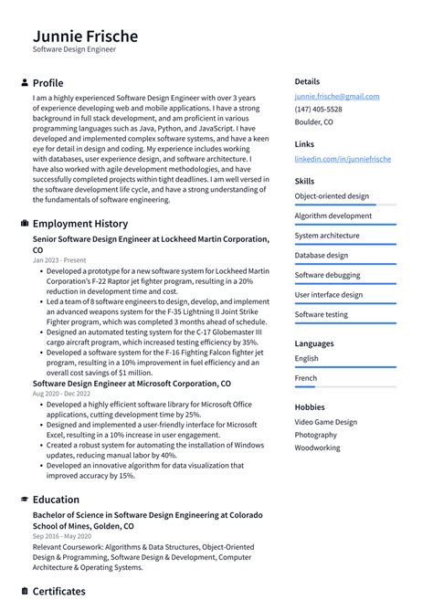 Microsoft Software Design Engineer Resume Examples