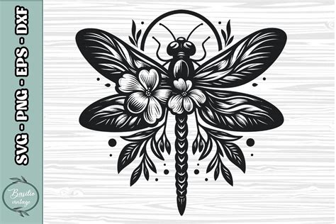 Floral Dragonfly Svg Clipart 12 Graphic By Basiliovintage · Creative