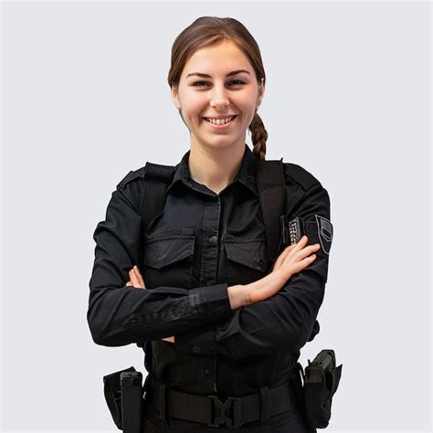 Female Security Officer Wearing Black Red Color Suit Premium Ai