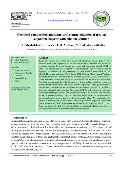 Pdf Chemical Composition And Structural Characterization Of Treated