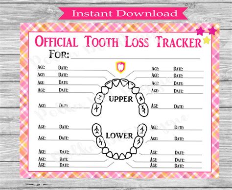 Lost Tooth Tracker Certificate Girl Tooth Fairy Instant Printable