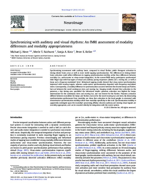 Pdf Synchronizing With Auditory And Visual Rhythms An Fmri