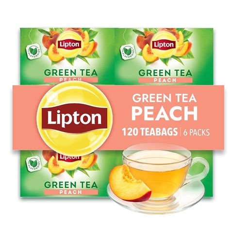 Lipton Peach Green Tea Bags Flavored Unsweetened Teabags