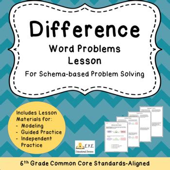 6th Grade Difference Word Problems Lesson For Schema Based Problem Solving