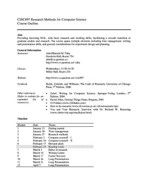 Fillable Online Research Methods Computer Science Course Outline Form Fax Email Print PdfFiller