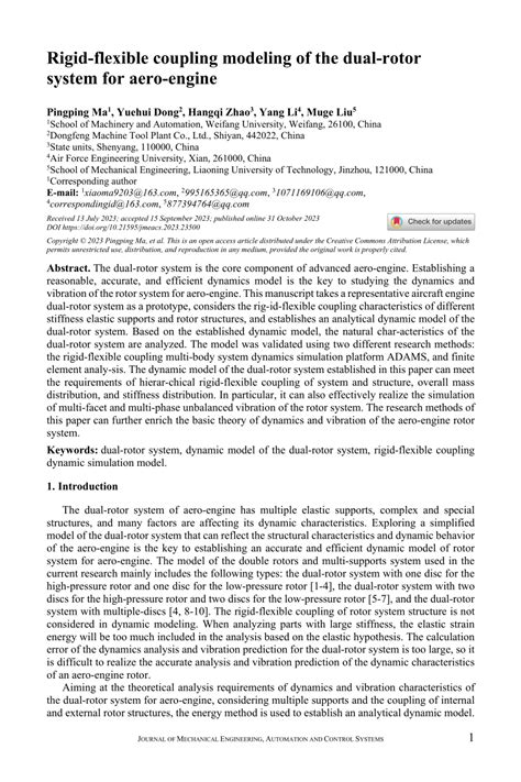 pdf rigid flexible coupling modeling of the dual rotor system for