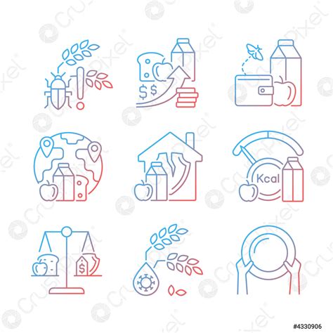 Hunger Reasons Gradient Linear Vector Icons Set Stock Vector 4330906