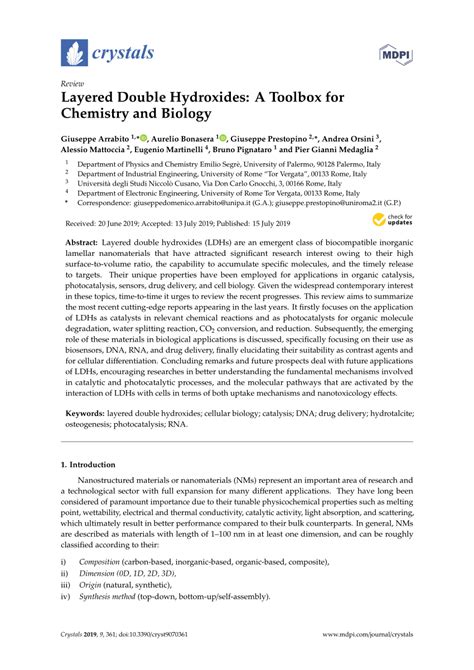 Pdf Layered Double Hydroxides A Toolbox For Chemistry And Biology