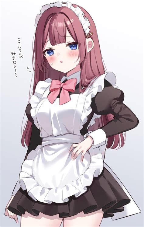 Safebooru 1girl Apron Blue Eyes Blush Hair Ornament Long Hair Long