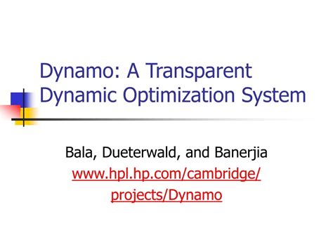Ppt Dynamo A Transparent Dynamic Optimization System Powerpoint Presentation Id
