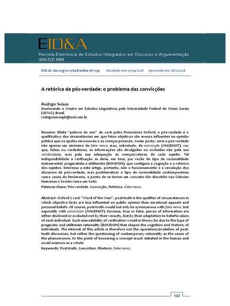 A Racionalidade Contemporânea Como Causa Do Fenômeno Da Pós Verdade