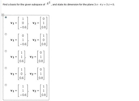solved find a basis for the given subspace of and state