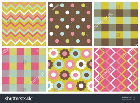 Set Cute Pattern Vector Illustration Stock Vector Royalty Free 94812358 Shutterstock