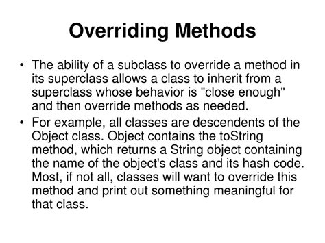 Ppt Java Inheritance Subclass Behavior And Method Overrides Powerpoint Presentation Id9690425