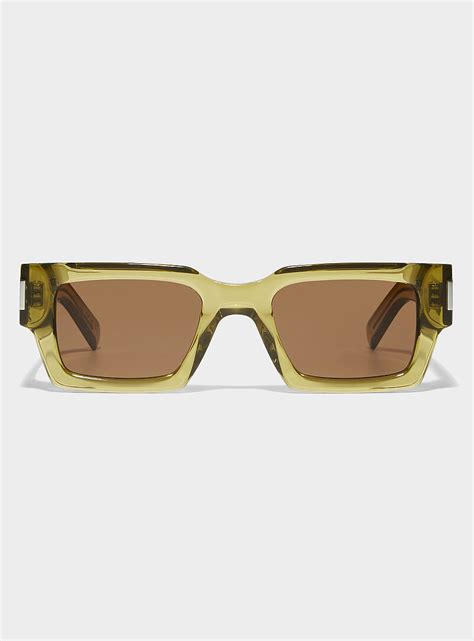 Dual Material Temples Square Sunglasses Saint Laurent Simons