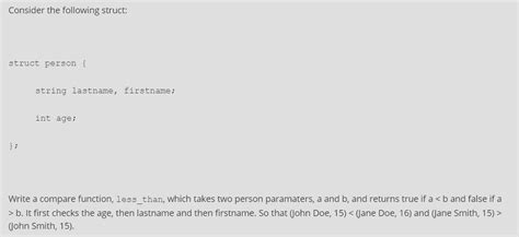 Solved Consider The Following Struct Struct Person String