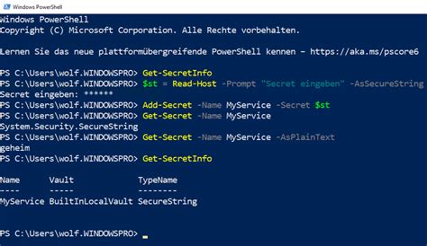 Secretsmanagement Powershell Erhält Modul Für Passwort Manager