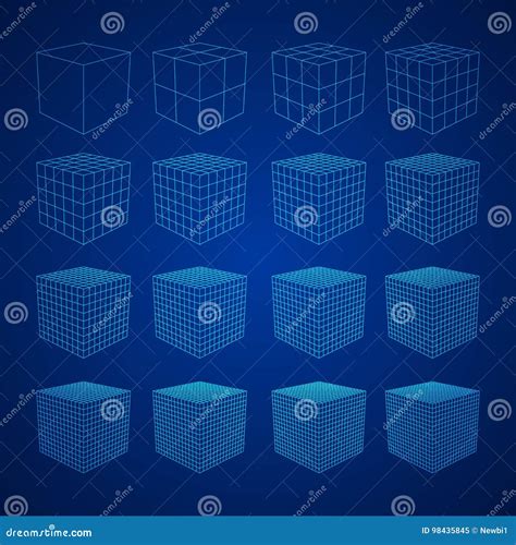 Wireframe Mesh Cube Stock Vector Illustration Of Border 98435845