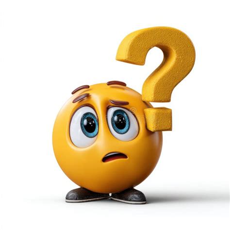 Confused Emoticon With Question Mark Isolated On White Background Stock