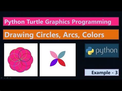 Python Turtle Graphics Program Example 3 Circle Arcs Random Color Fill Python Turtle