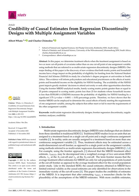 Pdf Credibility Of Causal Estimates From Regression Discontinuity