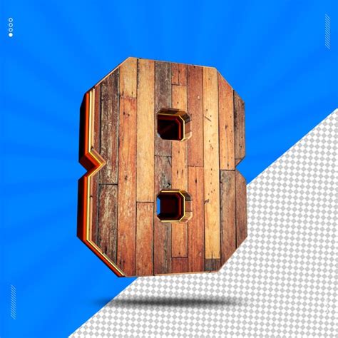 Premium Psd 3d Render Number 8 Font Wood